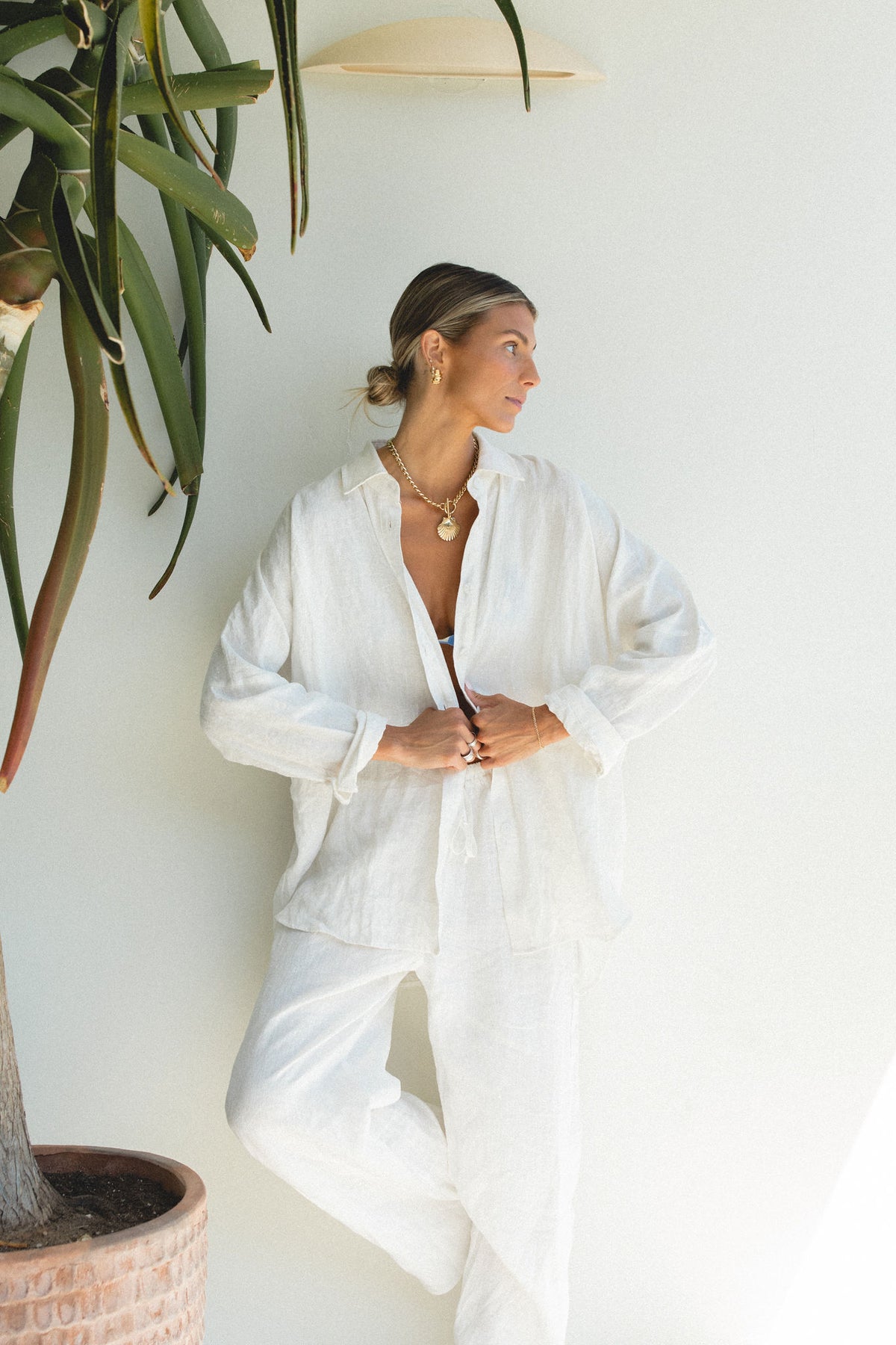 Capri Linen Oversized Button Top – SOLAÍ THE LABEL
