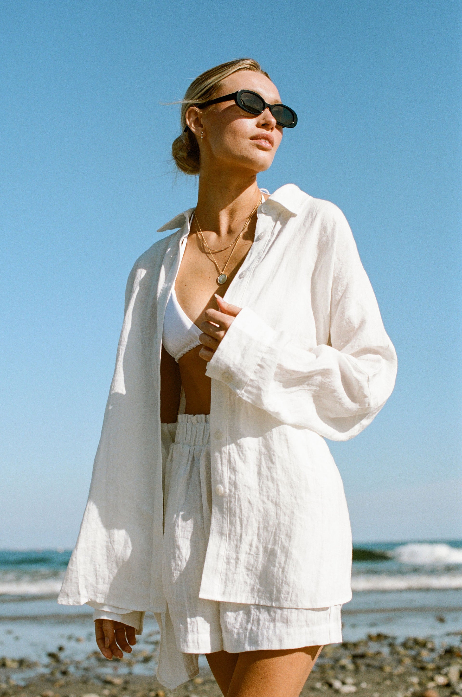 Capri Linen Oversized Button Top – SOLAÍ THE LABEL