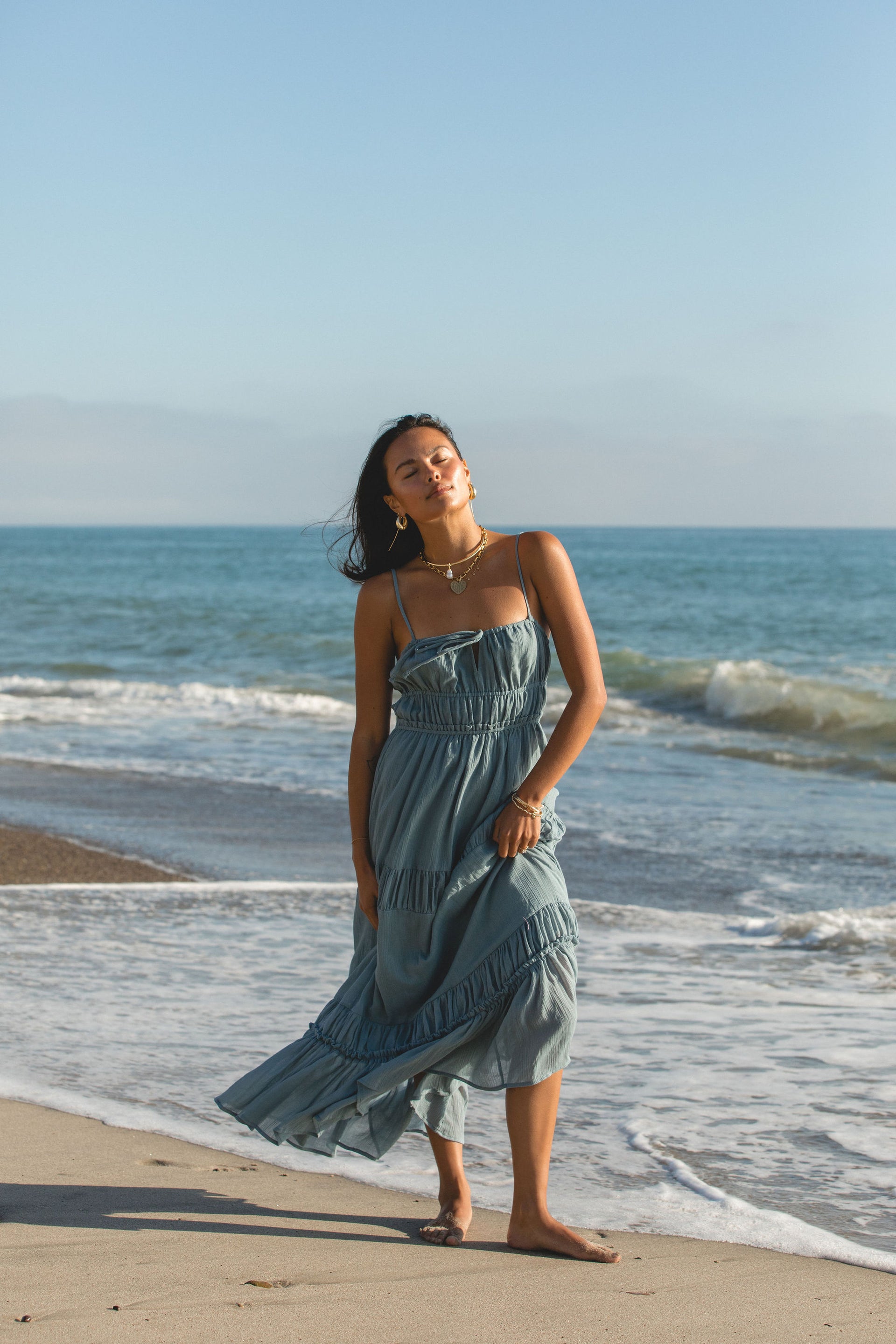 Salt Air Woven Cotton Midi Dress – SOLAÍ THE LABEL