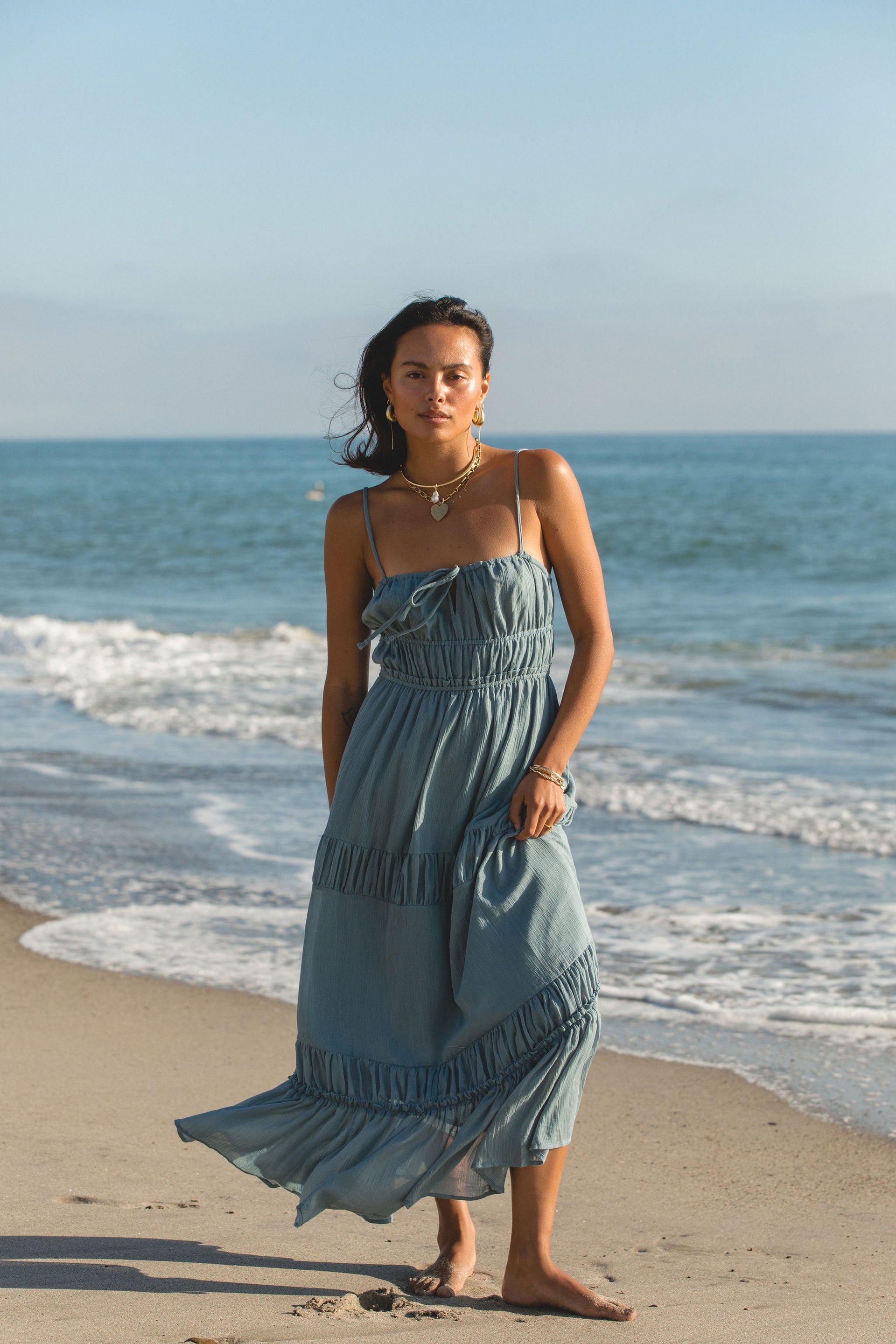 Salt Air Woven Cotton Midi Dress – SOLAÍ THE LABEL