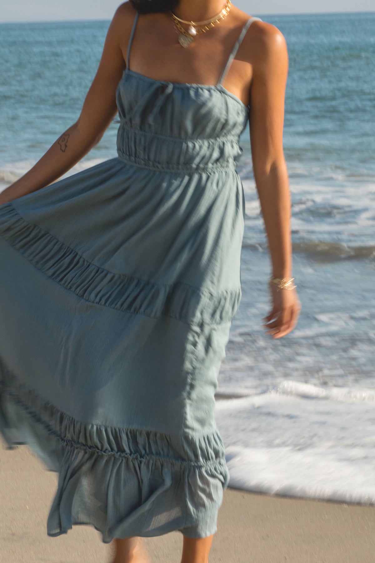 Salt Air Woven Cotton Midi Dress – SOLAÍ THE LABEL